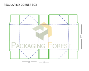 Custom Regular Six Corner Box Template - Packaging Forest LLC